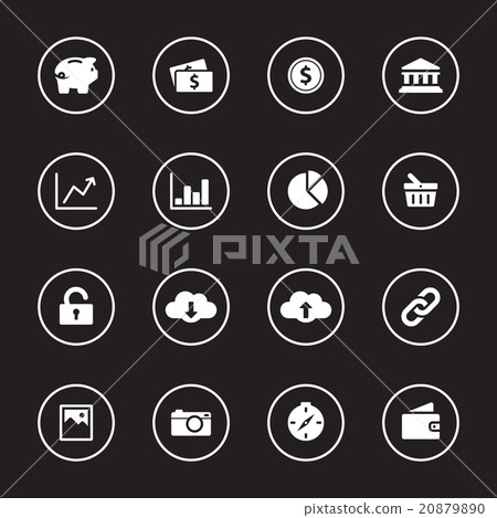 white flat icon set 4 circle frame - Stock Illustration [20879890] - PIXTA