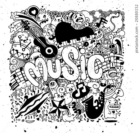 Abstract Music Background Hand drawing Doodle - Stock Illustration ...