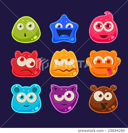 Cute jelly characters with different emotions - Stock Illustration ...