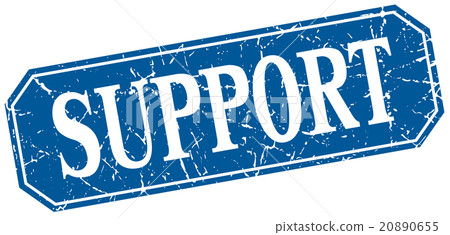 support blue square vintage grunge isolated sign - Stock Illustration ...