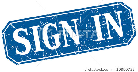sign in blue square vintage grunge isolated sign - Stock Illustration ...