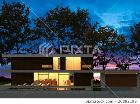 Render Evening House - Stock Illustration [20892199] - PIXTA