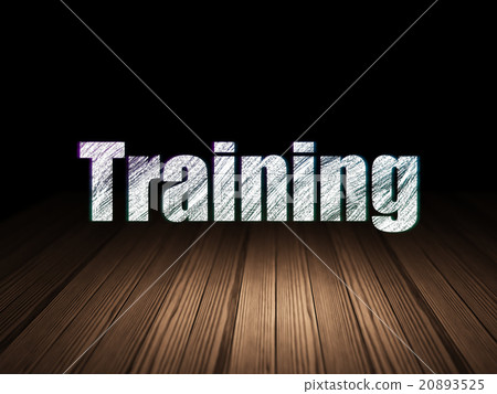 Learning concept: Training in grunge dark room - Stock Illustration ...