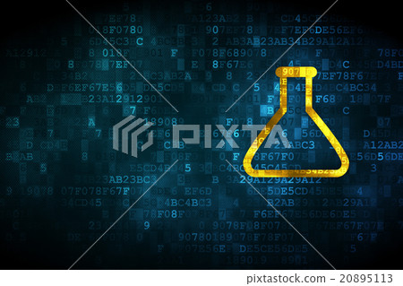 Science concept: Flask on digital background - Stock Illustration ...
