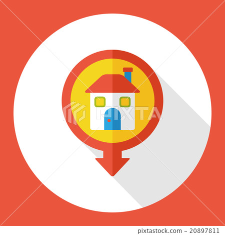 home sign map flat icon - Stock Illustration [20897811] - PIXTA
