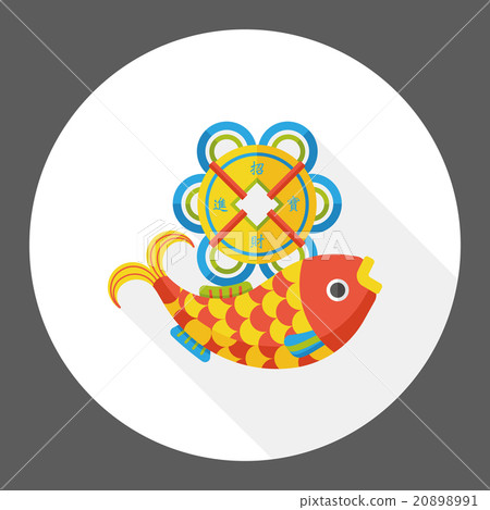 Chinese New Year fish lucky pendant flat icon - Stock Illustration ...