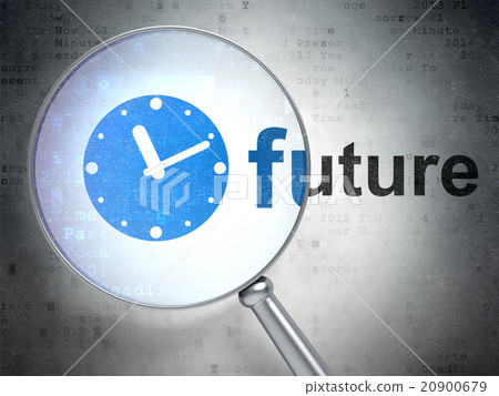 Time concept: Clock and Future with optical glass - Stock Illustration ...