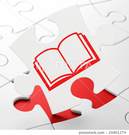 Studying concept: Book on puzzle background - Stock Illustration ...