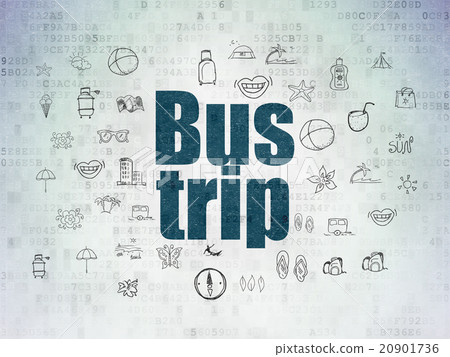 Tourism concept: Bus Trip on Digital Paper - Stock Illustration ...