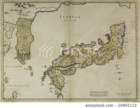 Antique illustration "Japan map of the 17th... - Stock Illustration ...