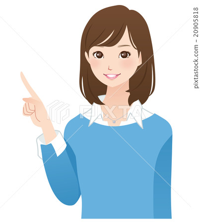 Female finger pointing pose facial expression - Stock Illustration ...