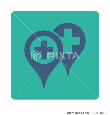 Hospital Map Markers Flat Button - Stock Illustration [20910802] - PIXTA