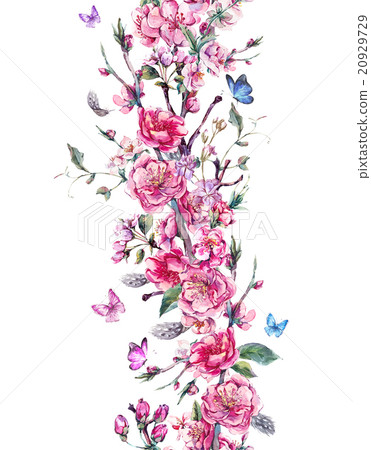 Vintage vertical spring seamless border - Stock Illustration [20929729 ...