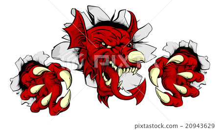 Welsh Red Dragon Smashing Out - Stock Illustration [20943629] - PIXTA