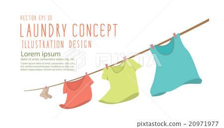 T-shirts hanging on a clothesline heading banner. - Stock Illustration ...