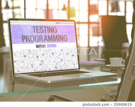 Testing Programming on Laptop in Modern Workplace - Stock Illustration ...