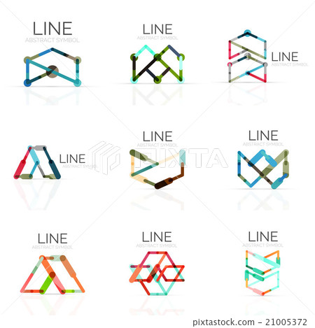 Set of linear abstract logos, connected - Stock Illustration [21005372 ...