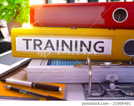 Training on Yellow Office Folder. Toned Image. - Stock Illustration ...