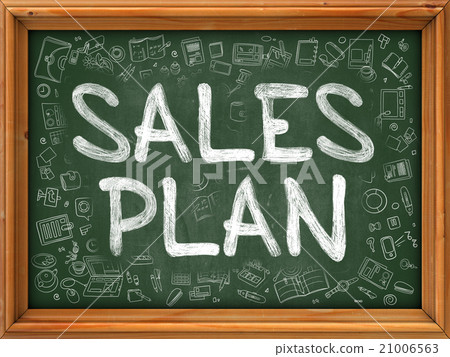 Green Chalkboard with Hand Drawn Sales Plan. - Stock Illustration ...