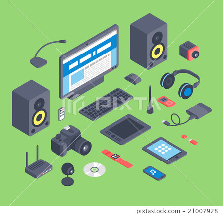Vector set of isometric computer devices icons. - Stock Illustration ...