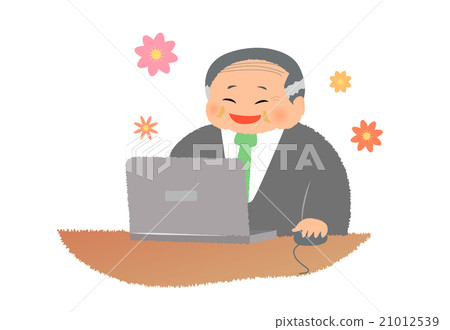 Personal computer with a smile PC mid-aged with... - Stock Illustration ...