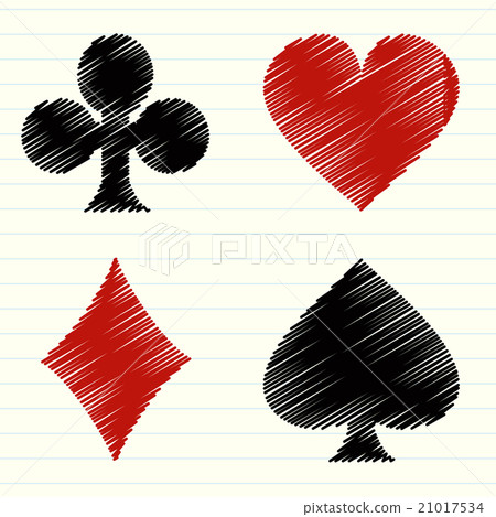 Vector set of scribble playing cards symbols - Stock Illustration ...