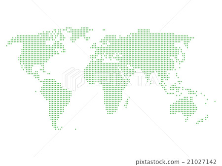 World map dot illustration green gradation - Stock Illustration ...