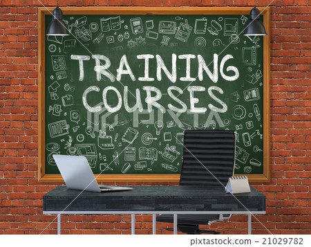 Chalkboard on the Office Wall with Training - Stock Illustration ...