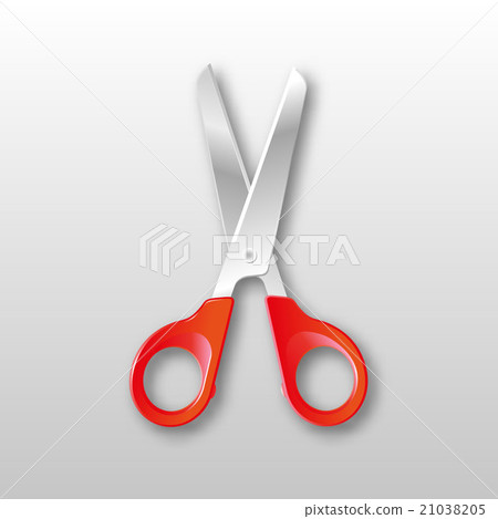 Realistic Steel silver scissors red plastic - Stock Illustration ...