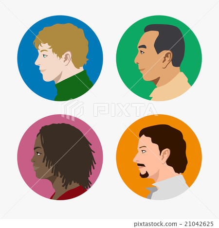 Men side eyes avatar of various countries and... - Stock Illustration ...