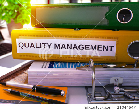 Quality Management on Yellow Office Folder. Toned - Stock Illustration ...
