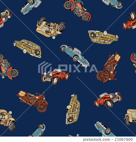 Hand-painted classic car pattern - Stock Illustration [21067800] - PIXTA