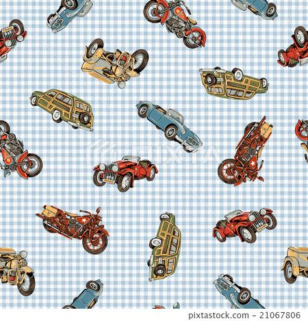 Hand-painted classic car pattern - Stock Illustration [21067806] - PIXTA