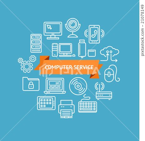 Computer Service Concept. Vector - Stock Illustration [21078149] - PIXTA