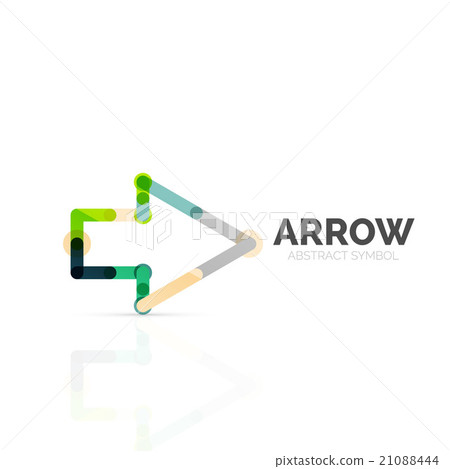 Linear arrow abstract logo, connected multicolored - Stock Illustration ...