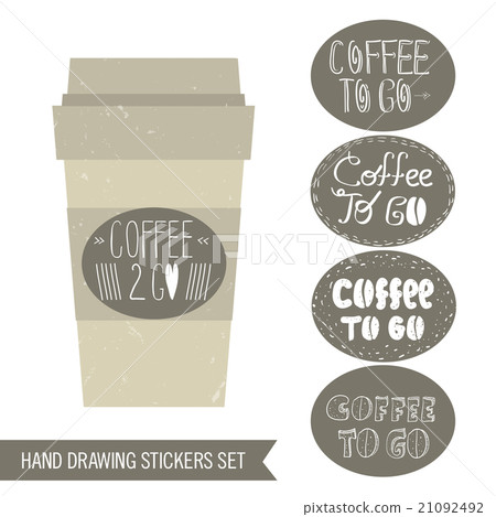 Coffee to go. Vector hand drawing stickers - Stock Illustration ...