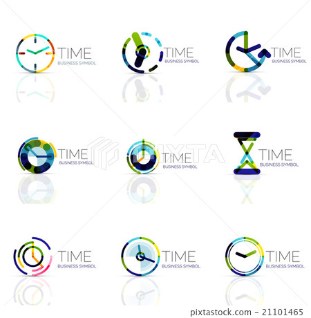 Linear time abstract logo set, connected - Stock Illustration [21101465 ...
