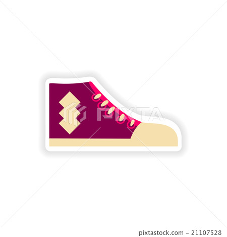 Stylish Paper Sticker On White Background Gumshoes - Stock Illustration