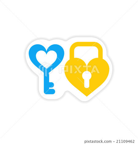 paper sticker on white background key lock - Stock Illustration ...