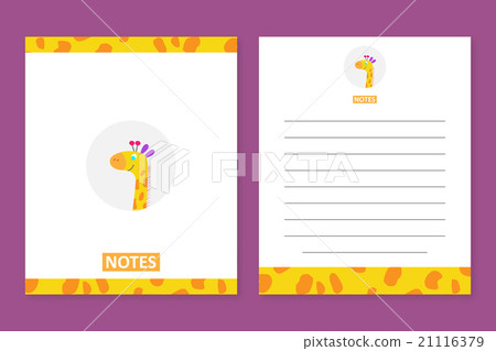Notes template with a cute giraffe. - Stock Illustration [21116379] - PIXTA