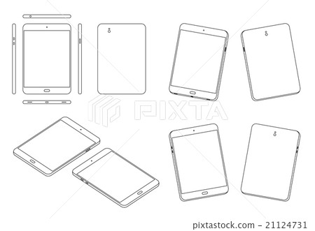 Tablet outline set black and white color - Stock Illustration [21124731 ...