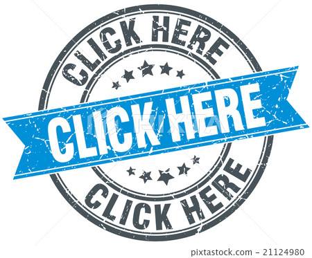 click here blue round grunge vintage ribbon stamp - Stock Illustration ...