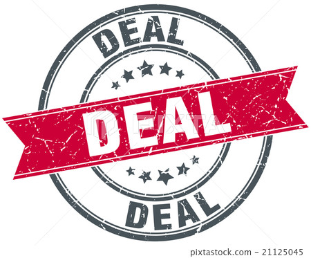 deal red round grunge vintage ribbon stamp - Stock Illustration ...