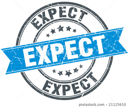 expect blue round grunge vintage ribbon stamp - Stock Illustration ...