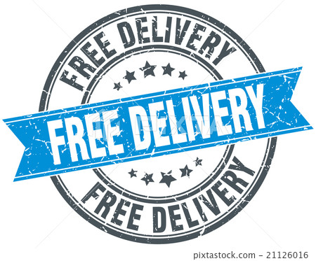 free delivery blue round vintage ribbon stamp - Stock Illustration ...