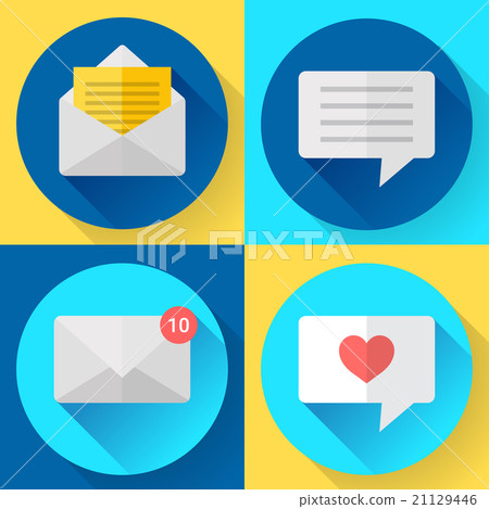 Flat color message sms icons set - Stock Illustration [21129446] - PIXTA