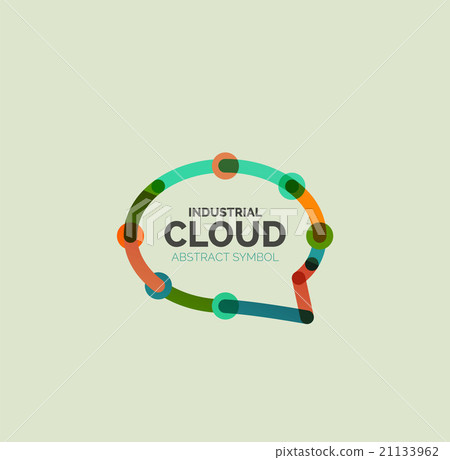 Flat linear design speech cloud logo. Talk bubble - Stock Illustration ...