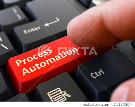 Process Automation - Clicking Red Keyboard Button. - Stock Illustration ...