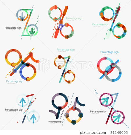 Flat design percentage sign. Linear outline style - Stock Illustration ...