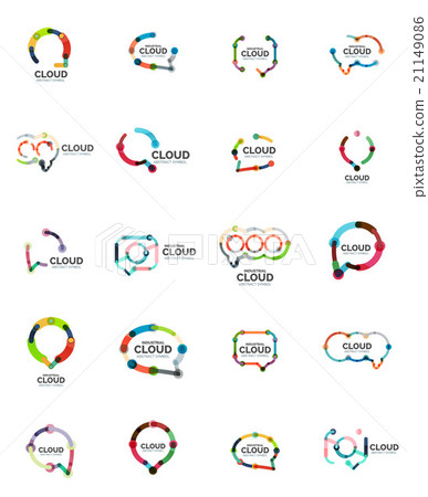Set of flat linear design speech cloud logos. Talk - Stock Illustration ...